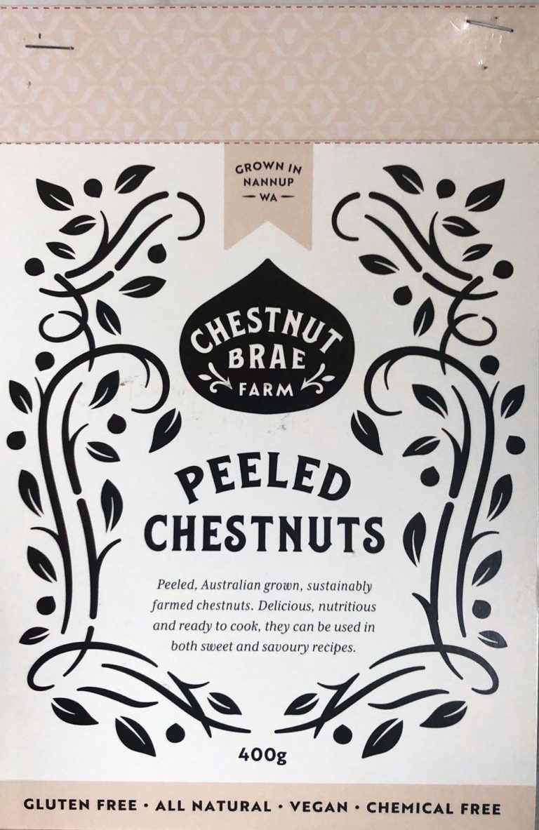 Peeled Raw Organic Chestnuts - Frozen Vac Packed - 400gm | Chestnut Brae