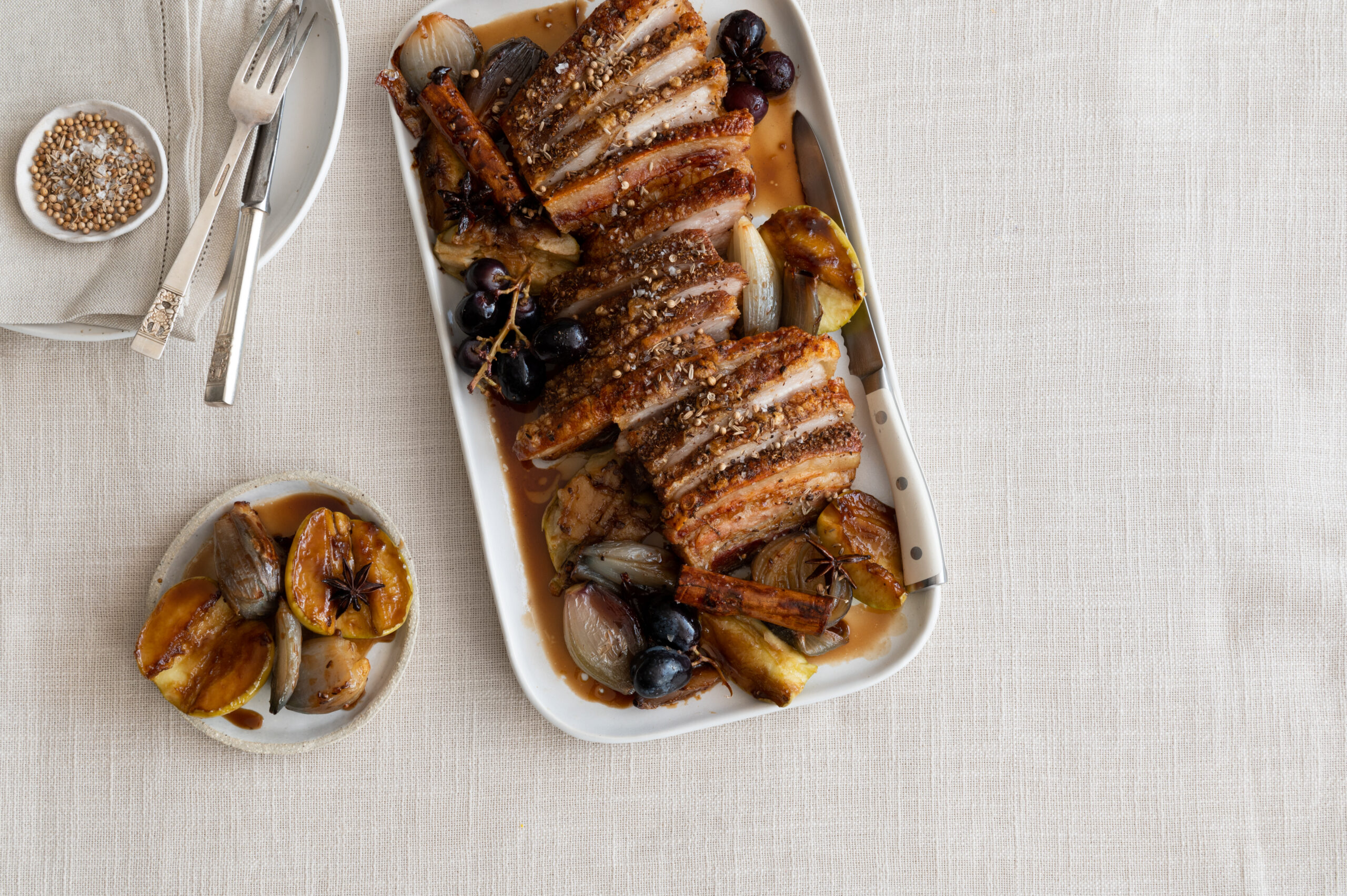 Spiced pork belly with apples | Chestnut Brae